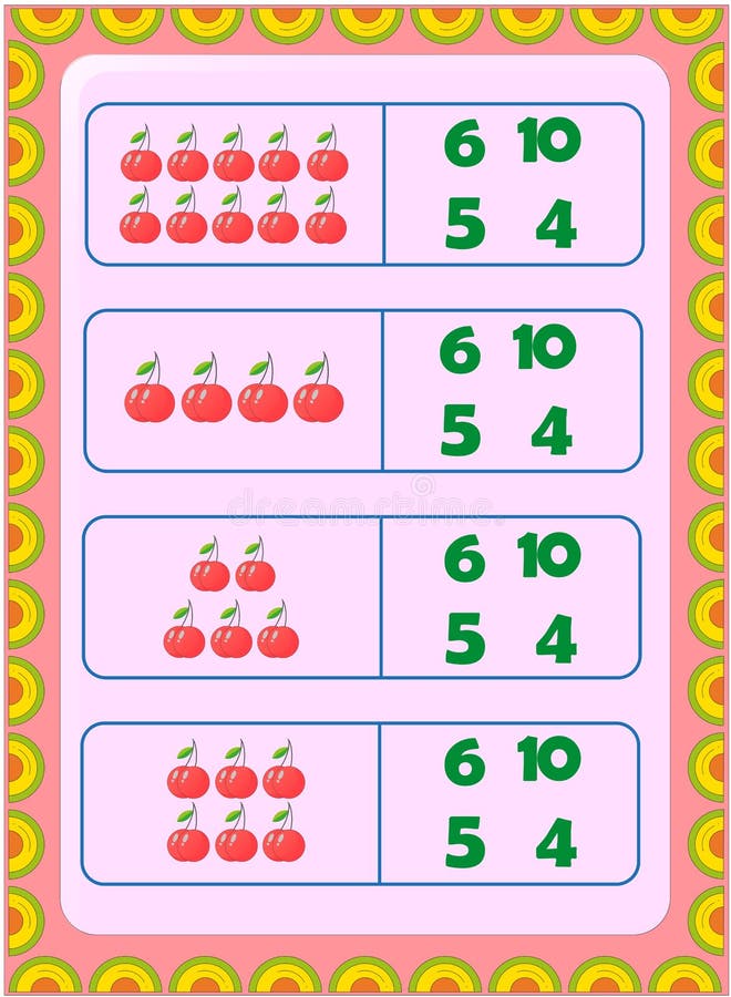 Preschool Toddler Math with Cherry Design Stock Vector - Illustration ...