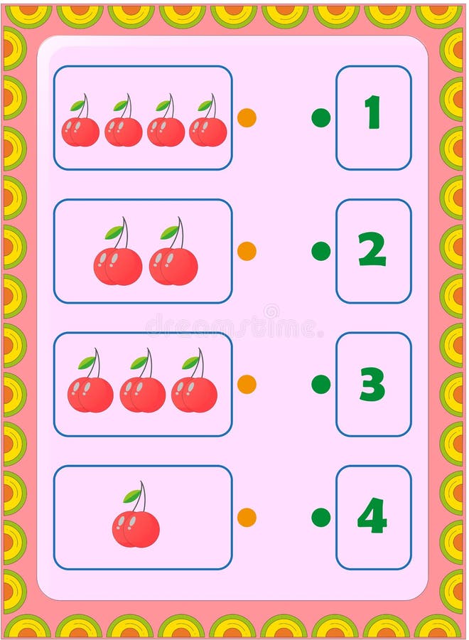 Preschool Toddler Math with Cherry Design Stock Vector - Illustration ...