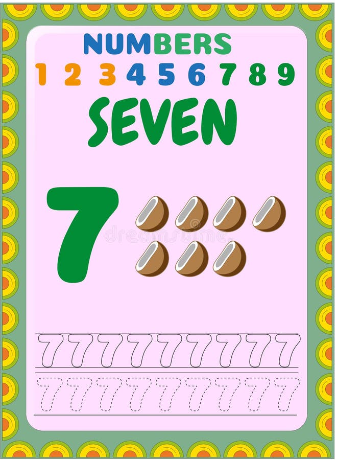 Preschool and Toddler Math with Coconut Fruit Design Stock Illustration ...