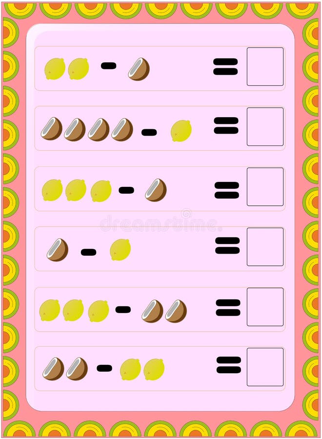 Preschool Toddler Math with Coconut and Lemon Design Stock Vector ...