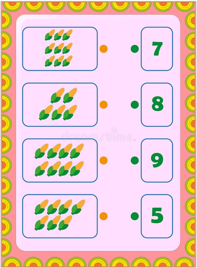 Preschool and Toddler Math with Corn Design Stock Illustration ...