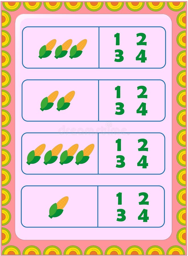 Preschool and Toddler Math with Corn Design Stock Illustration ...