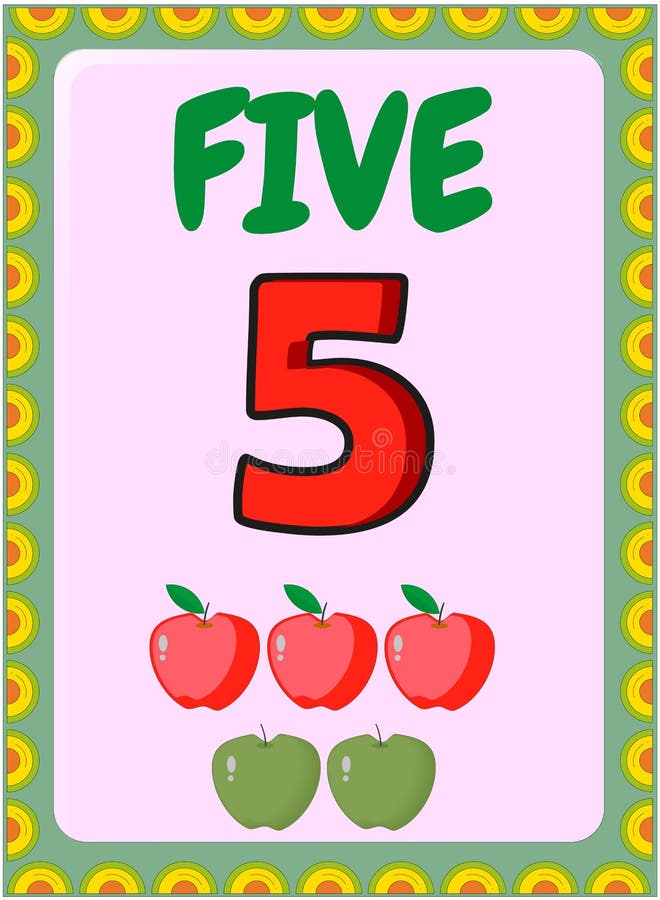 Preschool Toddler Math with Green Apple and Red Apple Design Stock ...
