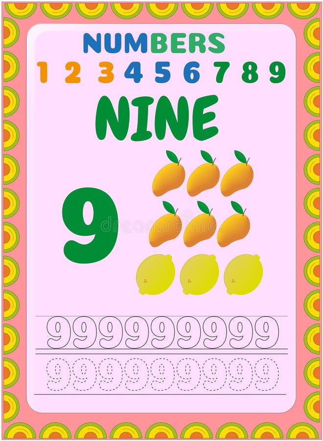 Preschool and Toddler Math with Mango and Lemon Design Stock Vector ...