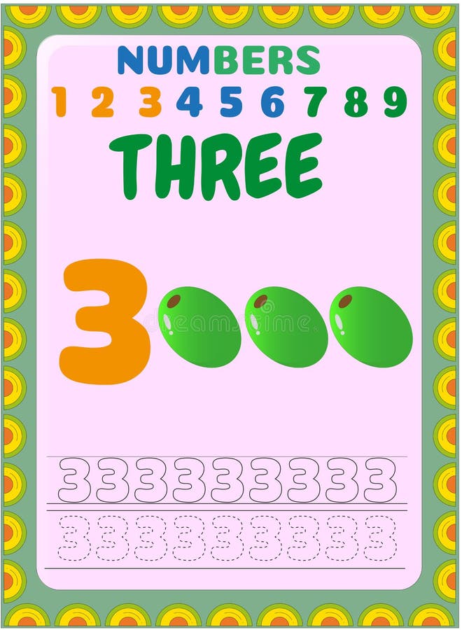 Preschool and Toddler Math with Olive Fruit Design Stock Illustration ...