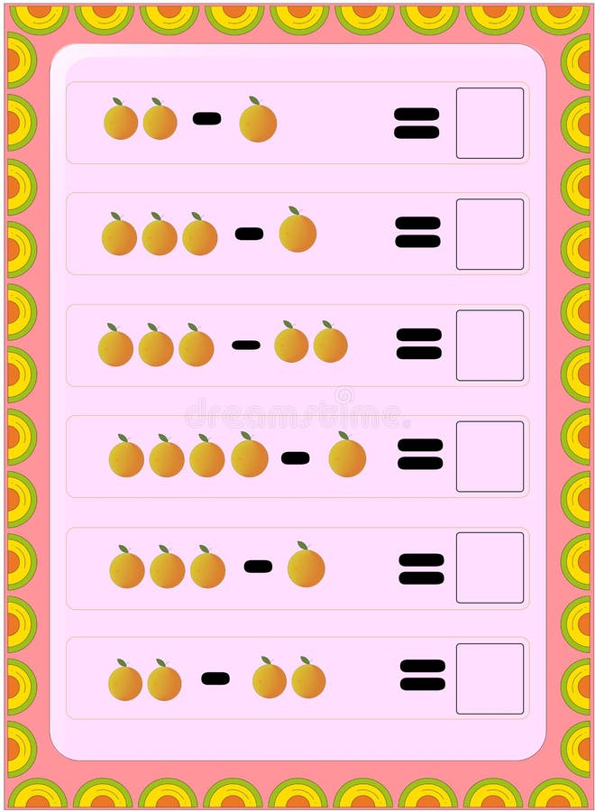 Preschool and Toddler Math with Orange Fruit Design Stock Vector ...