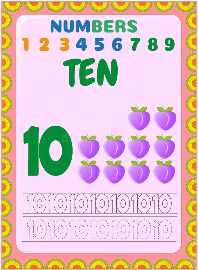 Preschool and Toddler Math with Peach Fruit Design Stock Vector ...