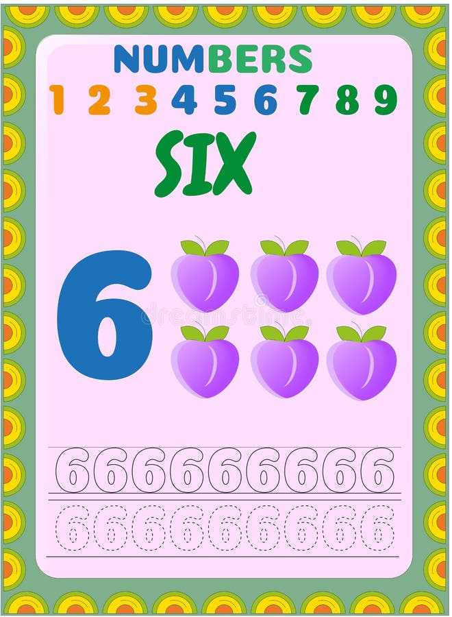 Preschool and Toddler Math with Peach Fruit Design Stock Vector ...