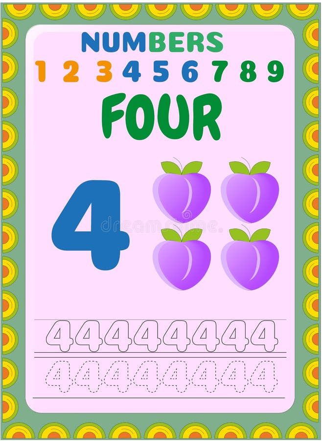 Preschool and Toddler Math with Peach Fruit Design Stock Vector ...