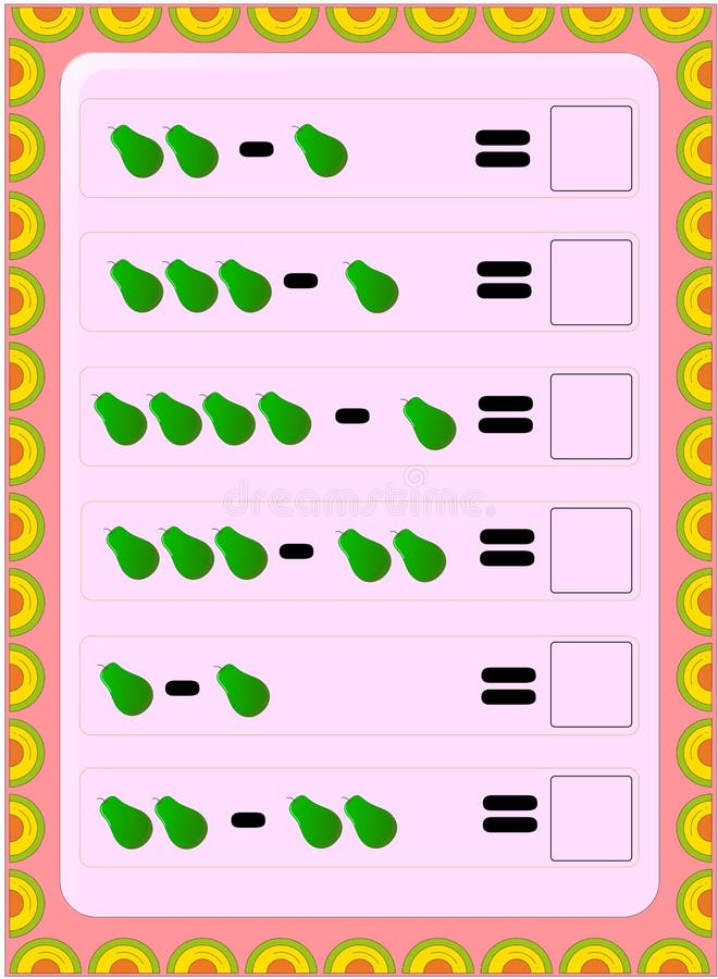 Preschool Toddler Math with Pear Design Stock Illustration ...