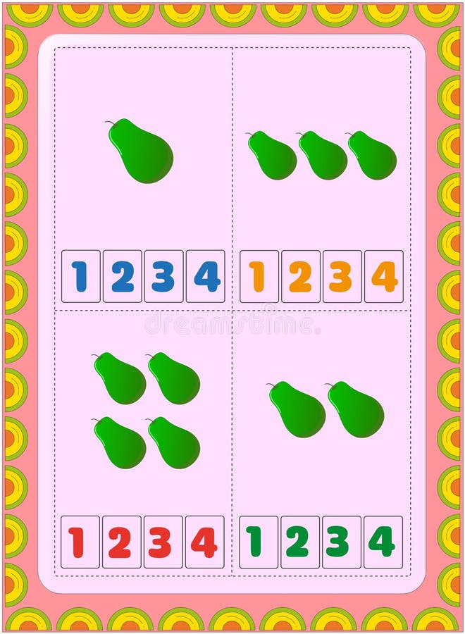 Preschool Toddler Math with Pear Design Stock Vector - Illustration of ...