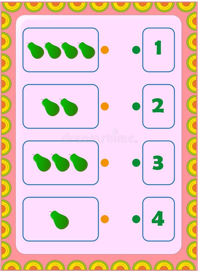 Preschool Toddler Math with Pear Design Stock Vector - Illustration of ...