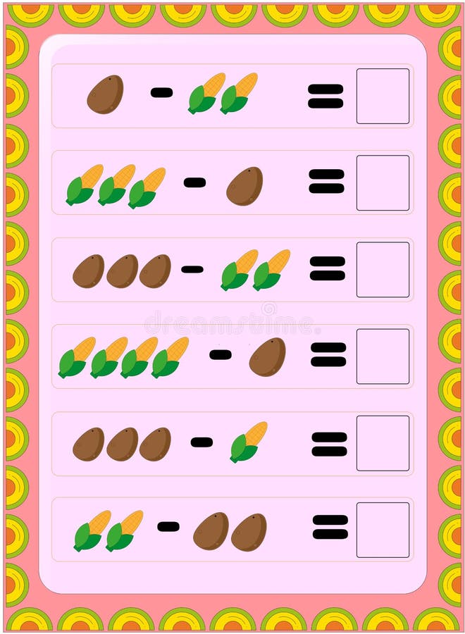 Preschool and Toddler Math with Potato and Corn Design Stock Vector ...