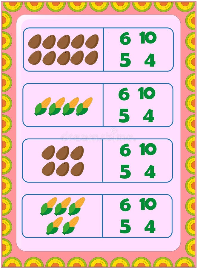 Preschool and Toddler Math with Potato and Corn Design Stock Vector ...