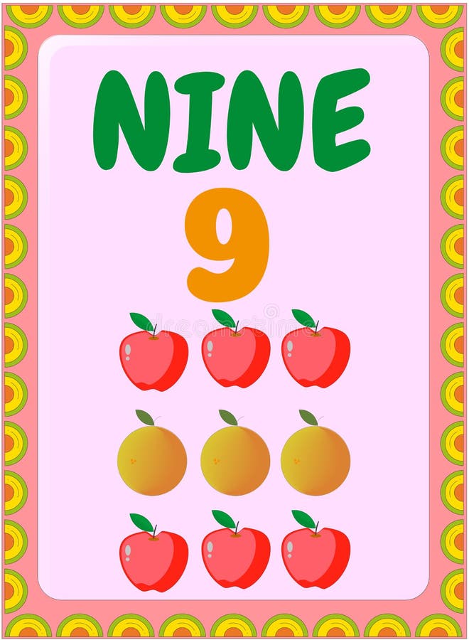 Preschool and Toddler Math with Red Apple and Orange Design Stock ...