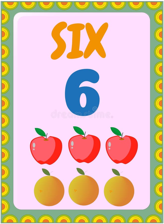 Preschool and Toddler Math with Red Apple and Orange Design Stock ...