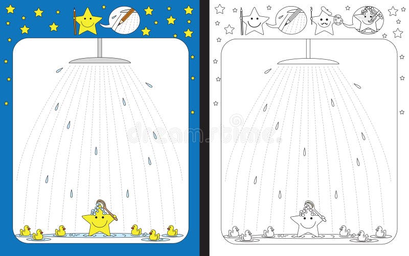 Preschool worksheet stock vector. Illustration of dashed - 76084786