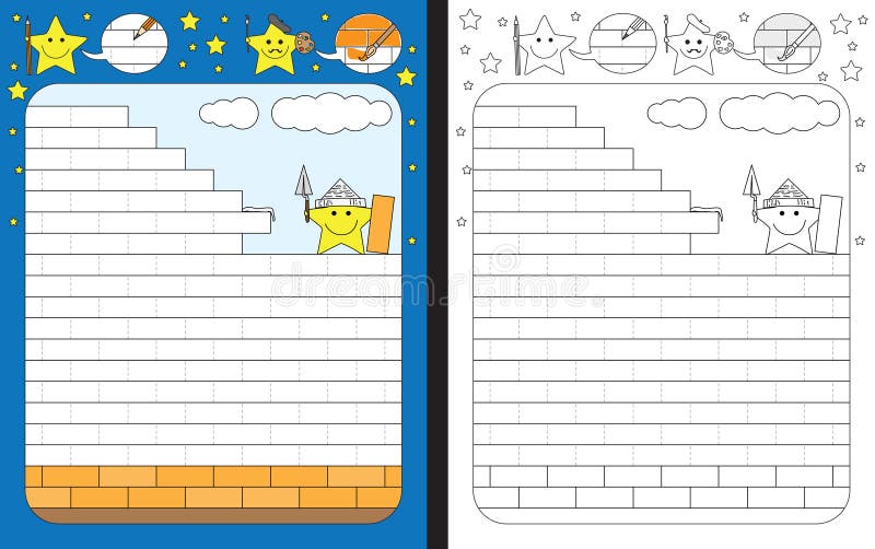 Preschool worksheet stock vector. Illustration of contour - 104764274