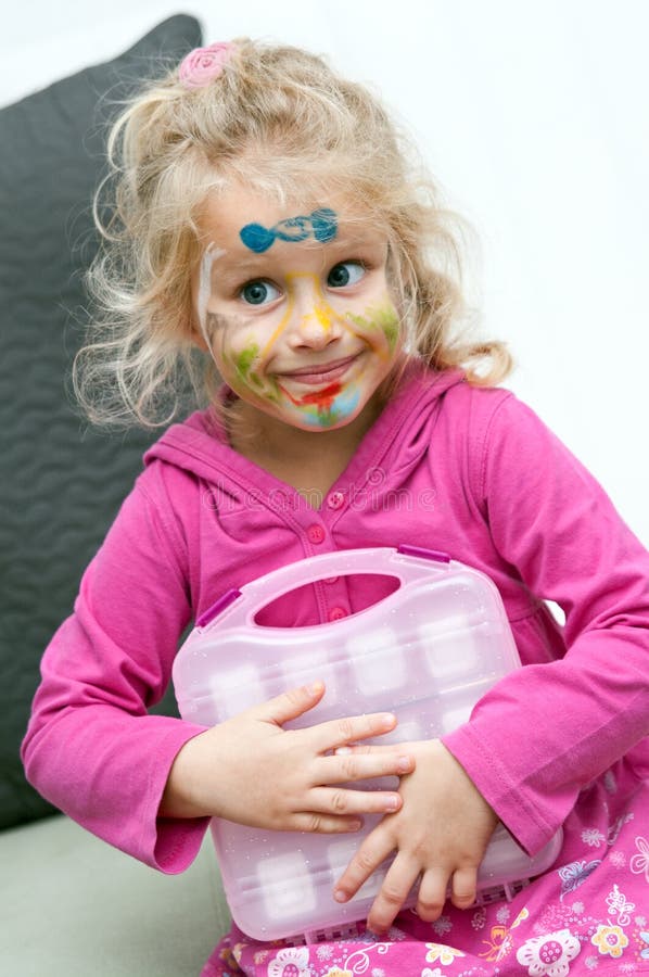 Preschooler Child with Face Painting Stock Photo - Image of painting ...