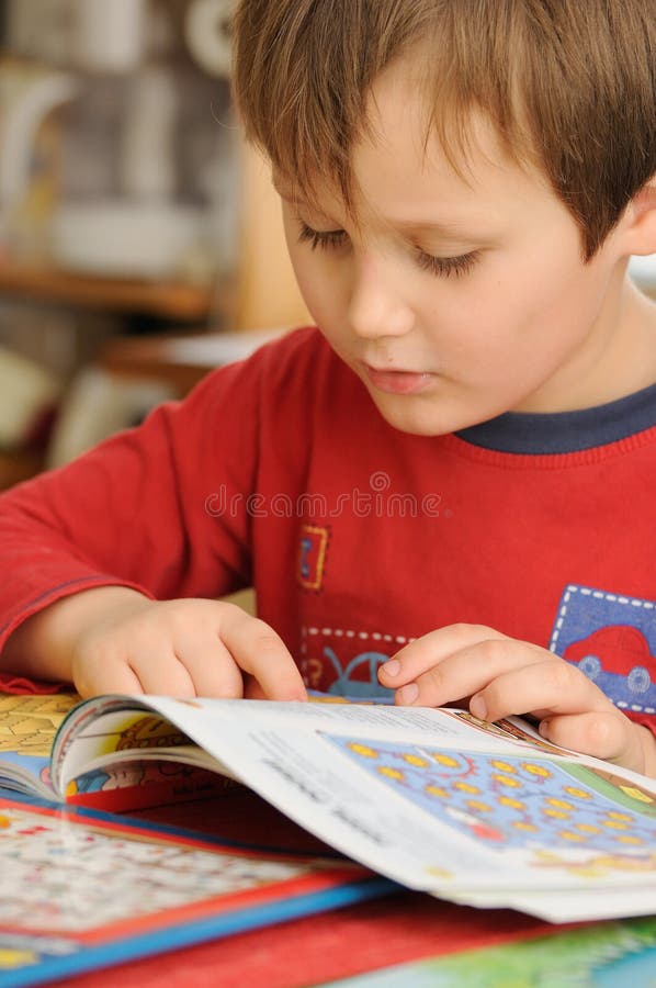 Preschooler reading book stock image. Image of portrait - 50434851