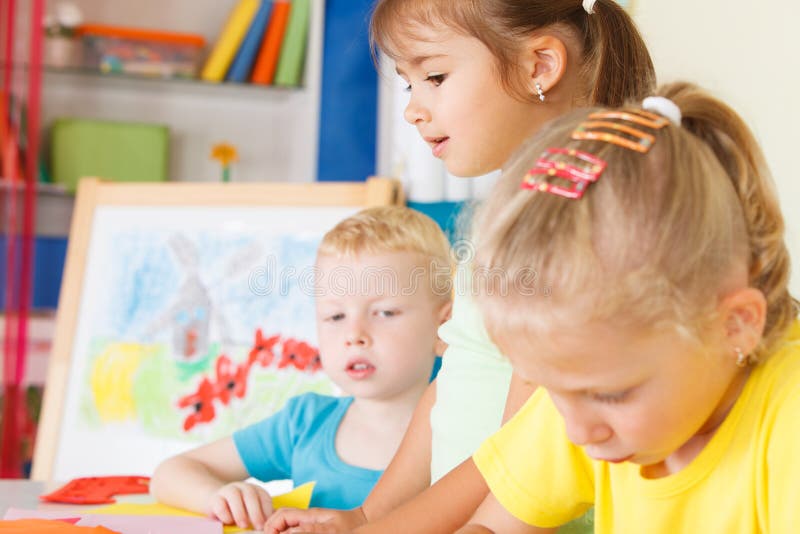 Preschoolers in the Classroom Stock Image - Image of lifestyle, bright ...