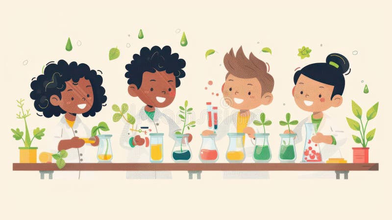 A Flat Illustration of Kids in a Classroom with Colorful Educational ...