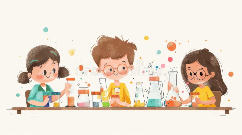 A Flat Illustration of Kids in a Classroom with Colorful Educational ...