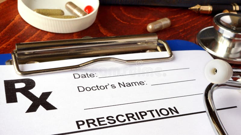 Prescription Form in a Hospital and Pills. Stock Photo - Image of ...