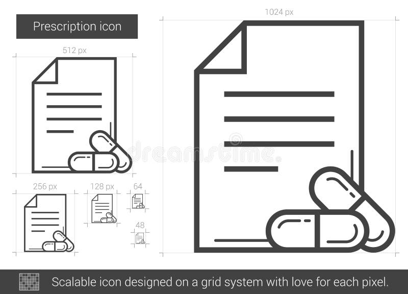 Prescription line icon. stock vector. Illustration of pharmaceutical ...
