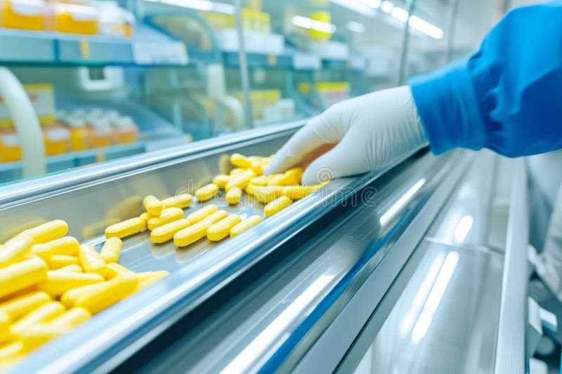 Prescription Medication Packaging Process at the Pharmacy. Stock ...