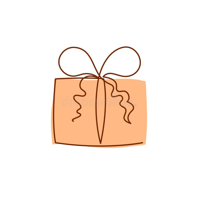 Present Box Continuous Editable Line Vector Illustration - Wrapped ...