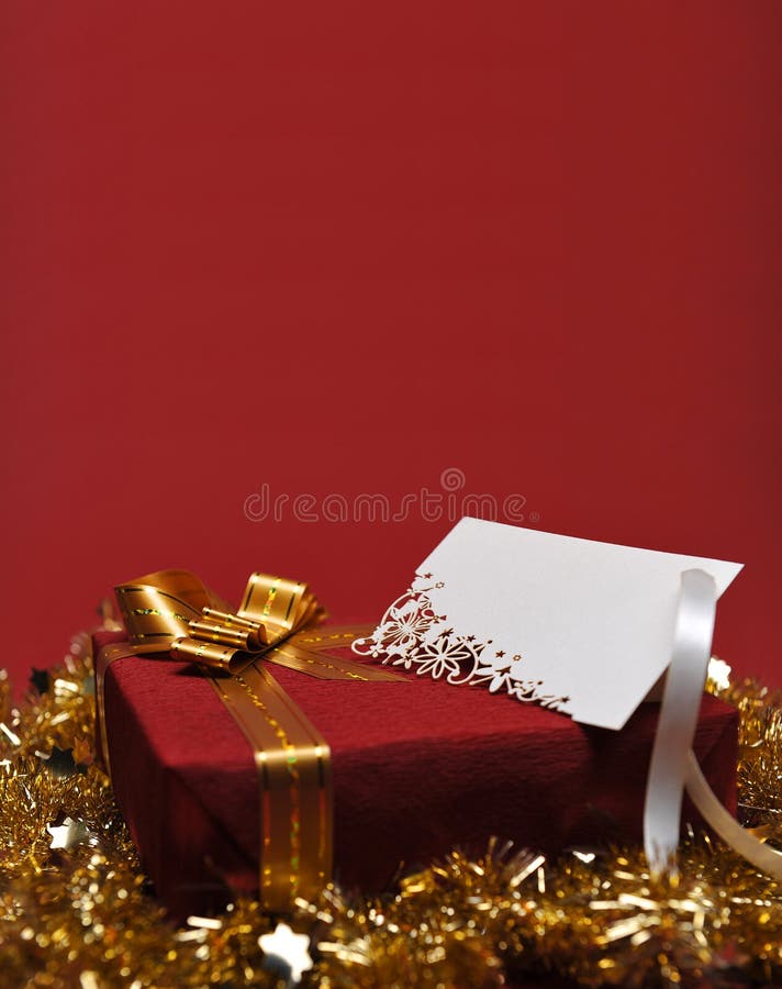Present Box with Greeting Card Stock Image - Image of season, birthday ...