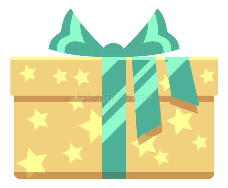 Present Box Icon. Celebration Gift Wrapped in Star Pattern Paper Stock ...