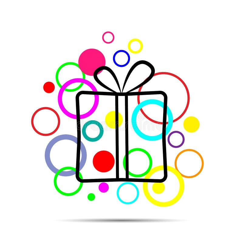 Present Box Icon with Colour Circles. Vector Illustration Stock ...