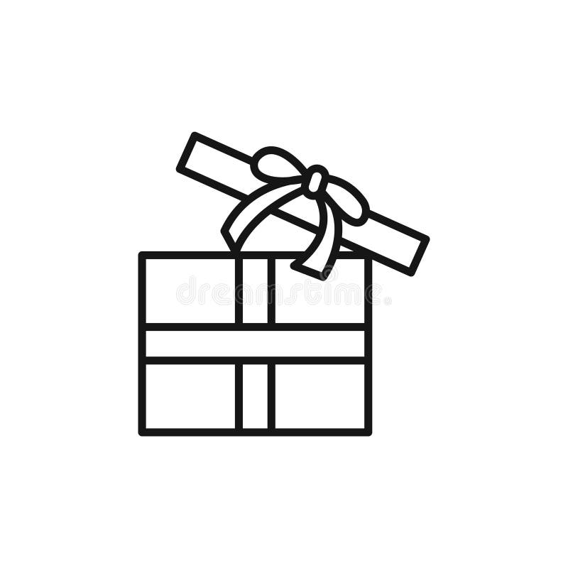 Present Box Icon Thin Line Flat Illustration Stock Illustration ...