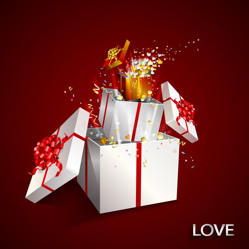 Present Box Inside Present Box on Red Background. Stock Vector ...