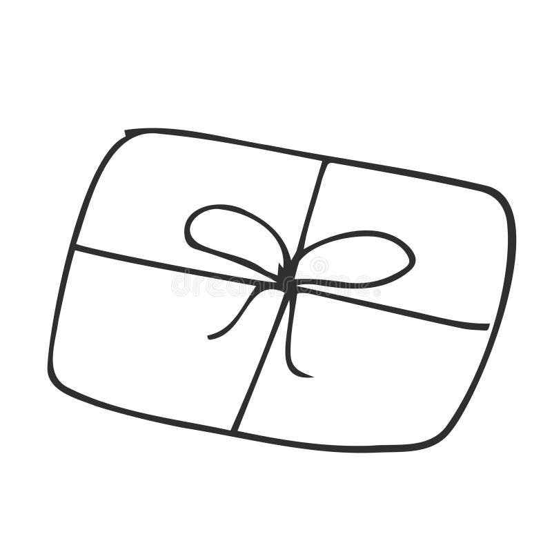 Present Box Line Vector Illustration. Wrapped Surprise Package with ...