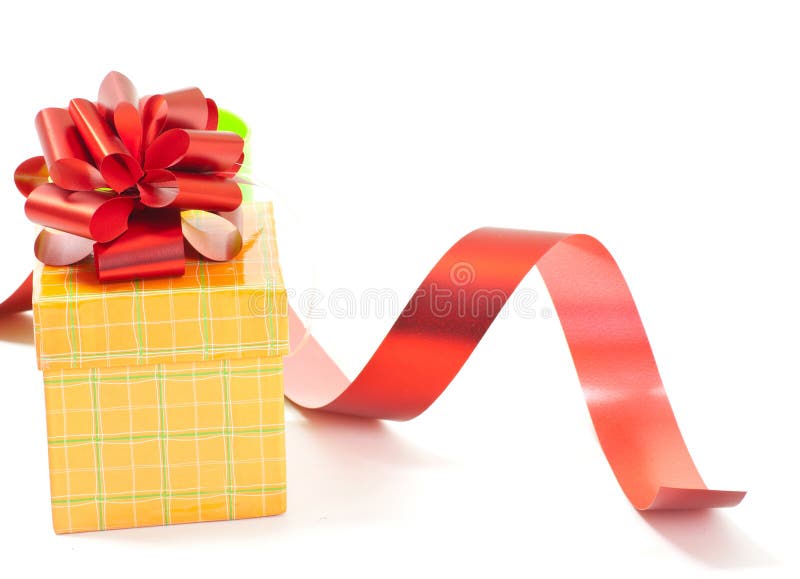 Present Box with Red Ribbon Bow Stock Photo - Image of gift, luxury ...