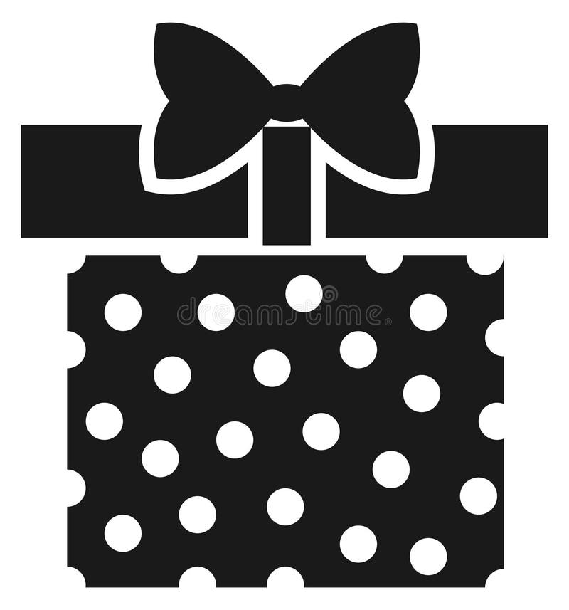 Black Ribbon Bow Present Box Icon. Gift Symbol Stock Vector ...