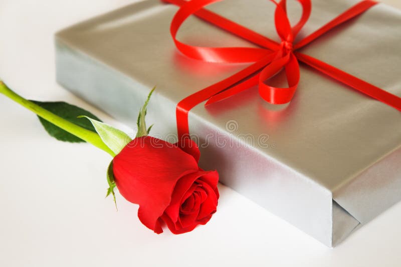 Present box and rose stock photo. Image of birthday, parcel - 8119862
