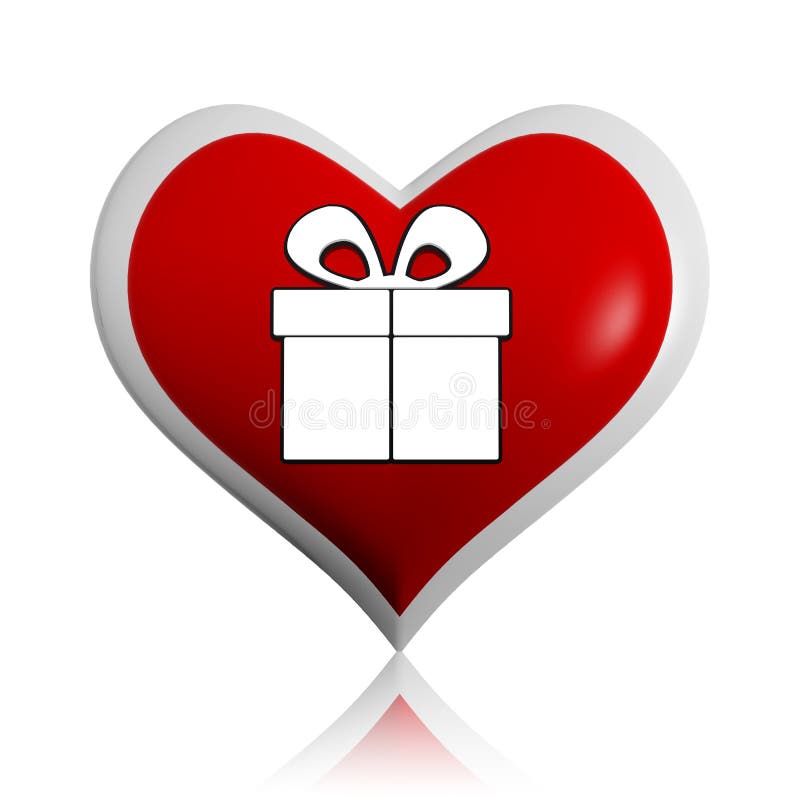 Present Box Symbol in Red Heart Banner Stock Illustration ...