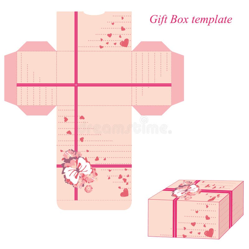 Box Template with Hearts and Dots Stock Vector - Illustration of handle ...