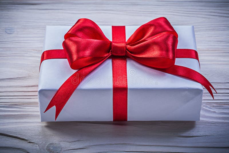 Present Box on Wooden Board Front View Holidays Concept Stock Image ...