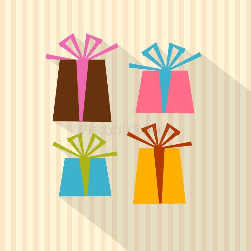 Present Boxes, Gift Boxes on Cardboard Paper Background Stock Vector ...