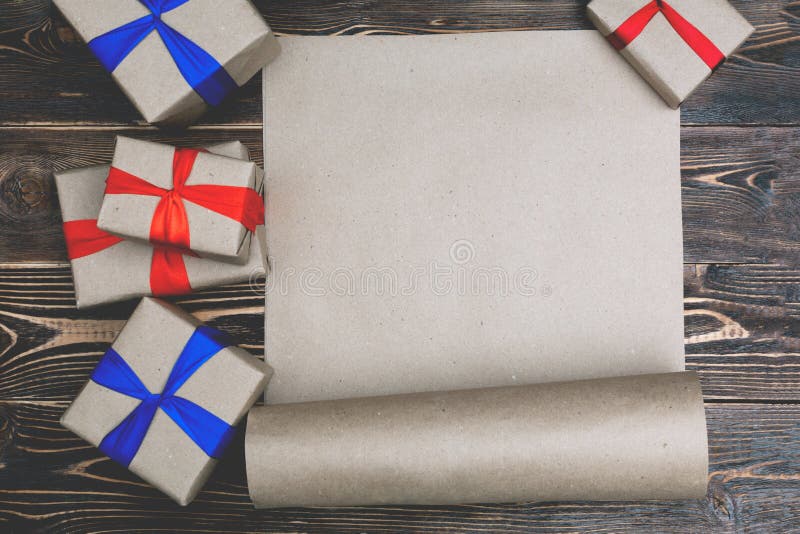 Present Boxes with Ribbons and Place for Your Text Stock Photo - Image ...