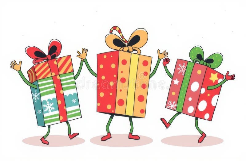 Present Cartoon Walking Around at 30-11-2024 Stock Illustration ...