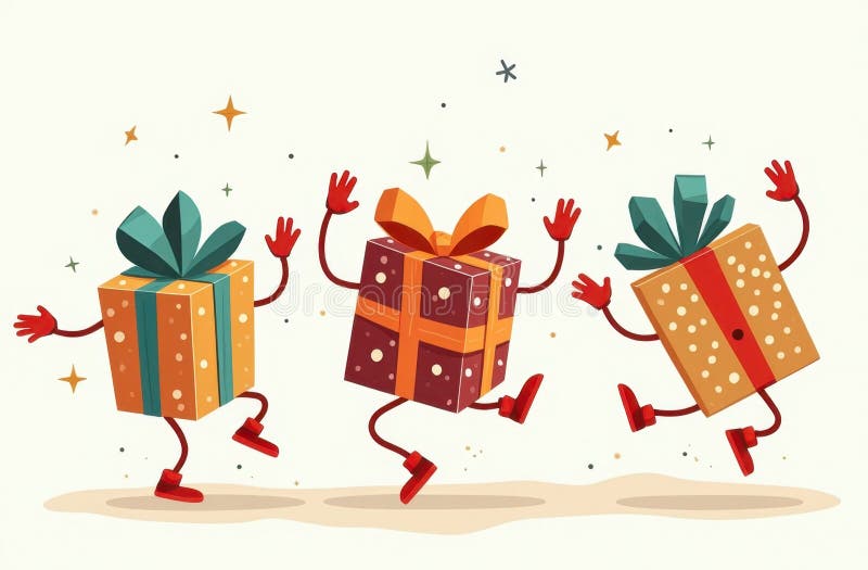 Present Cartoon Walking Around at 30-11-2024 Stock Illustration ...