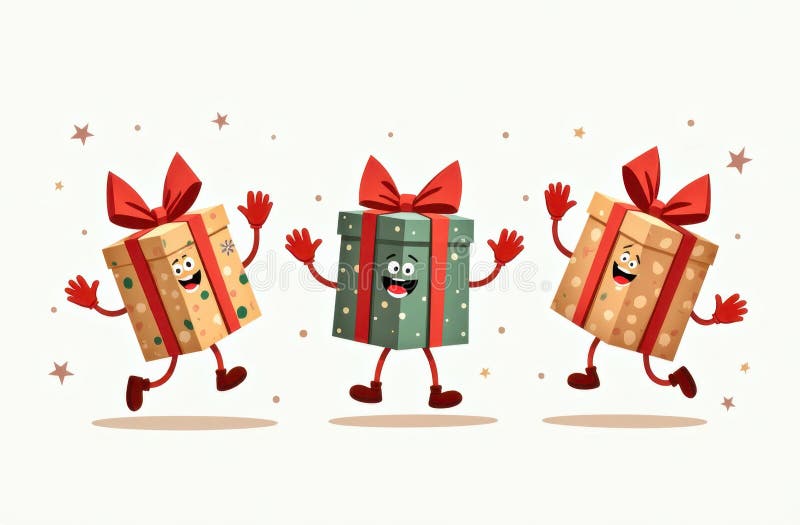 Present Cartoon Walking Around at 30-11-2024 Stock Illustration ...