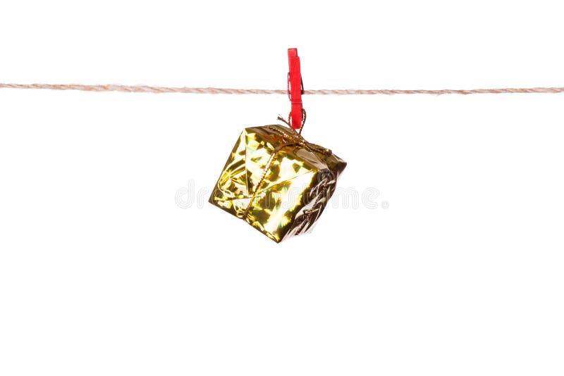 Present on the Clothespin on the Rope Stock Photo - Image of present ...