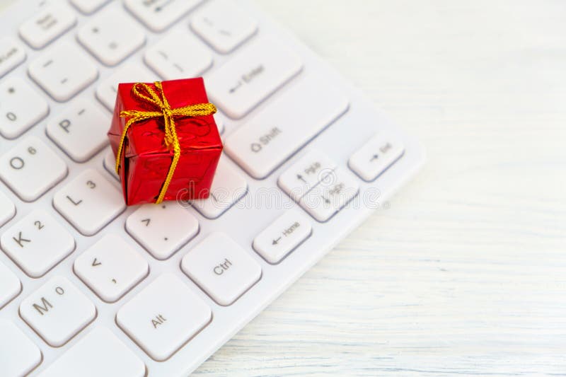 Present on Computer Keyboard - Christmas Online Shopping Concept Stock ...